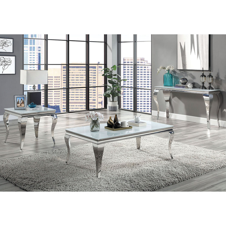 Rosdorf Park Isamu 3 - Piece Glass Top Living Room Table Set | Wayfair